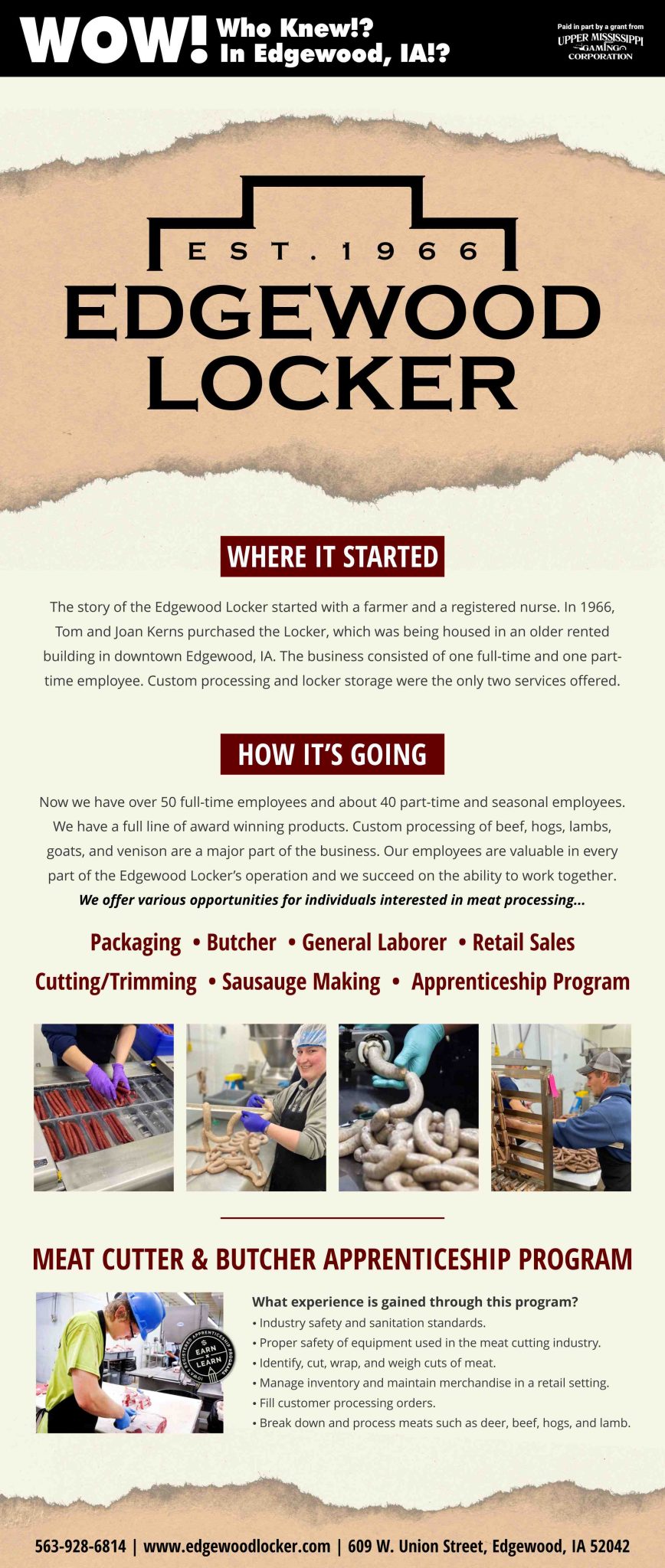 CAREER OPPORTUNITIES – Edgewood Locker